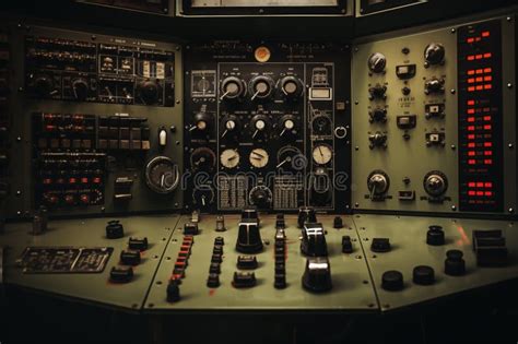 Vintage Electrical Control Panel With Buttons And Gauges Generative Ai