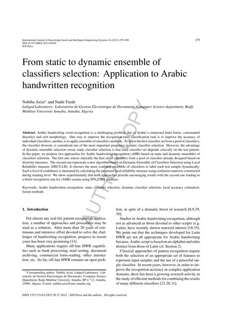 Pdf From Static To Dynamic Ensemble Of Classifiers Selection Application To Arabic