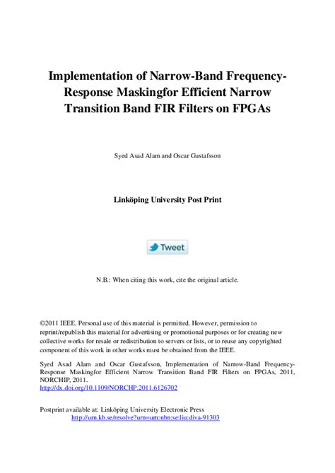 Pdf Implementation Of Narrow Band Frequency Response Masking For