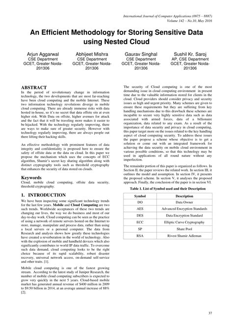 pdf an efficient methodology for storing sensitive data using nested
