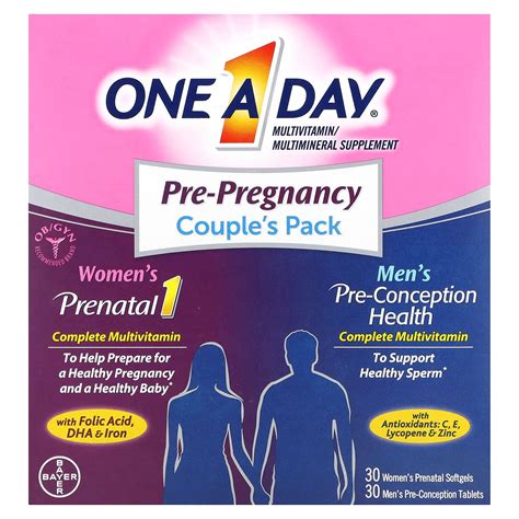 One A Day Pre Pregnancy Couple S Pack Women S Prenatal 1 Men S Pre Conception Health 30