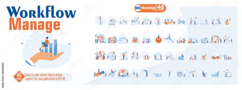 Workflow Manage Concept Illustration Collection Of Male And Female