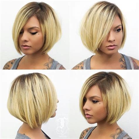 Short Choppy Blonde Stacked Bob The Latest Hairstyles For Men And Women Hairstyleology