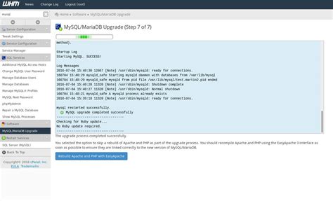 How To Upgrade Mysql Via Whm Panel Coders Tent