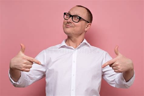 Man Smiling And Pointing At Himself With Index Fingers Being Self Confident Stock Image Image