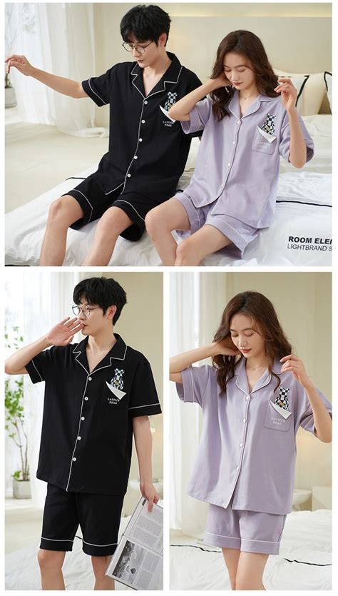 Korean Couple Summer Pjs Short Sleeve 100 Organic Cotton Gullei
