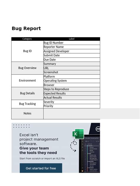 Bug Report Template Excel Projectmanager Wlnk Fd Pdf Games