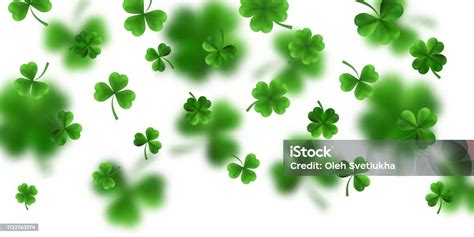 흰색 바탕에 녹색 네와 나무 3d 잎 클로버와 세인트 패트릭의 날 테두리 아일랜드어 행운과 성공 상징 벡터 일러스트 3차원