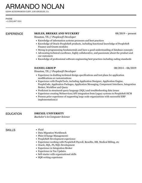 Peoplesoft Developer Resume Samples Velvet Jobs