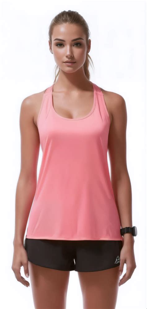 A Woman In A Pink Tank Top And Black Shorts Seaart Ai