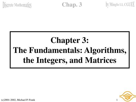 PPT Chapter The Fundamentals Algorithms The Integers And Matrices PowerPoint