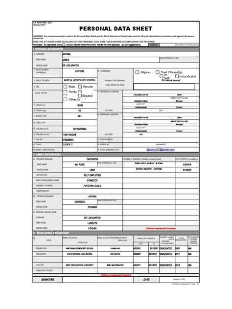 Pds Cs Form No 212 Revised2017 Pdf Crimes Crime And Violence
