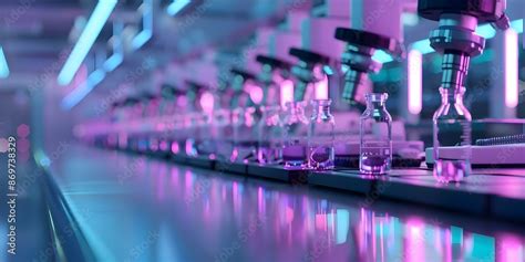 Hightech Science Lab With Microscopes Test Tubes Digital Screens