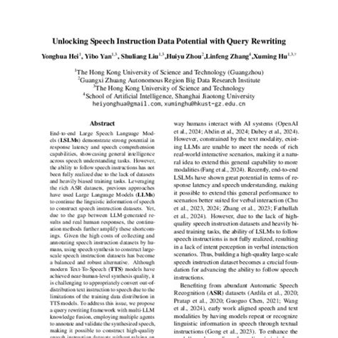 Unlocking Speech Instruction Data Potential With Query Rewriting Acl Anthology
