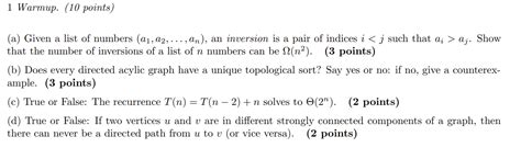 Solved A Given A List Of Numbers A1a2an An