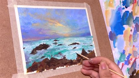 아크릴 물감으로 바다풍경 그리기🌊 Youtube