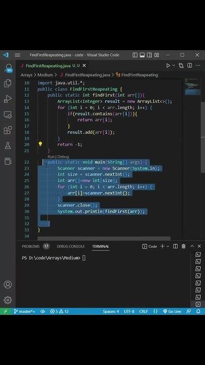 Find First Repeating Element In Array Java Arraymedium06 Youtube