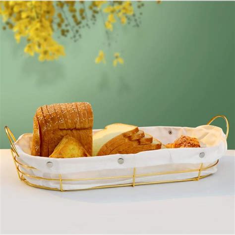 Bread Serving Baskets Gold Plated Bread Trays With Inner Large Darazpk