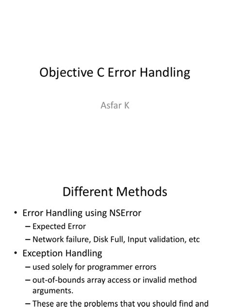 Objective C Error Handling Pdf Software Development Areas Of Computer Science