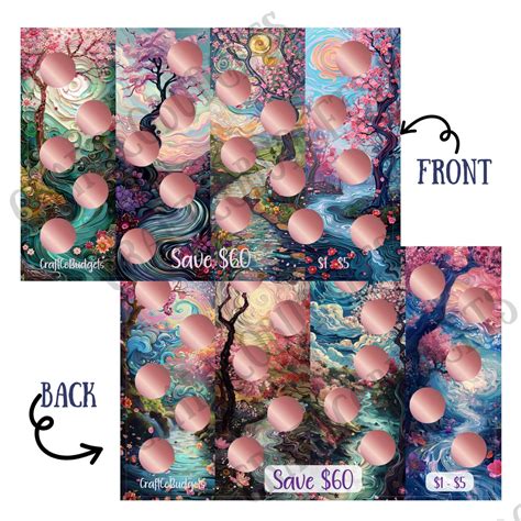 Artistic Trees Scratch Off Savings Challenge Double Sided Scratch Off