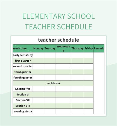 Elementary Teacher Schedule Template Elementary Classroom Schedule