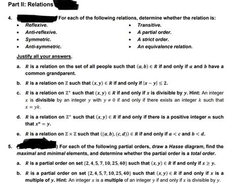 Solved Part Ii Relations 4 Reflexive Anti Reflexive