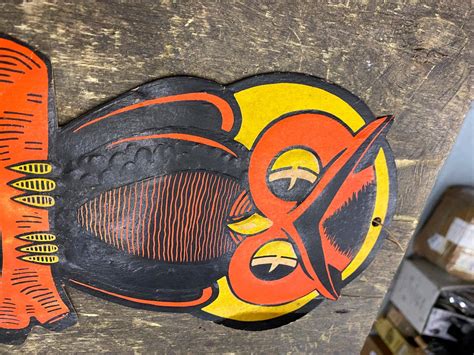 Vtg H E Luhrs Die Cut Cardboard Halloween Owl Decoratiio Collectible 4