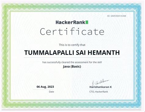 sai hemanth on linkedin javafundamentals hackerrankcertified