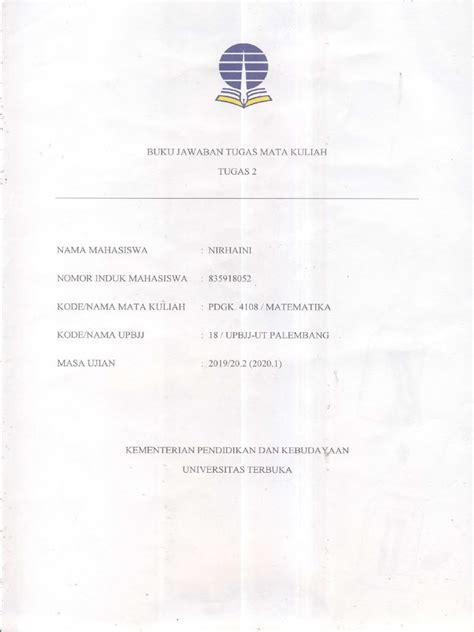 Tugas Pdgk 4108 Matematika Min Pdf