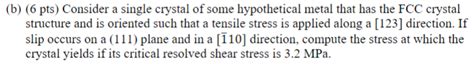 Solved B 6 Pts Consider A Single Crystal Of Some Chegg Com