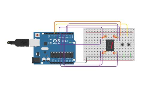 Circuit Design 7 Seg With 2 Buttons Tinkercad