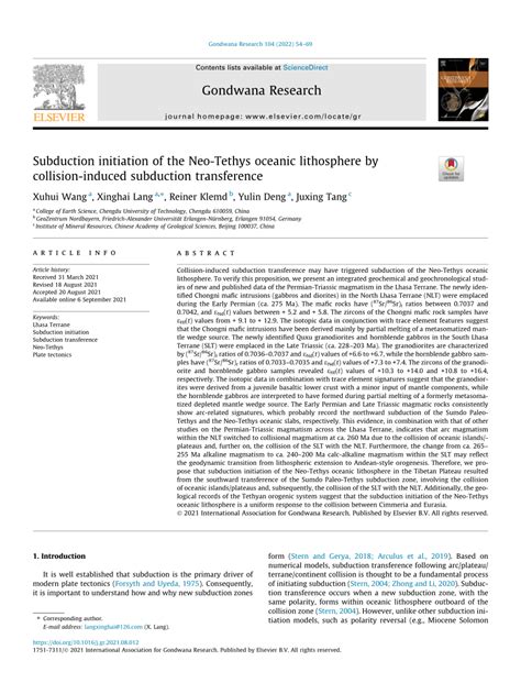 Pdf Subduction Initiation Of The Neo Tethys Oceanic Lithosphere By