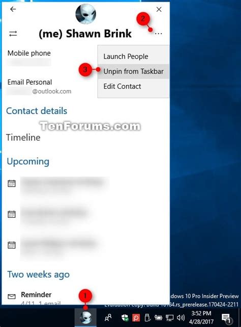 Pin And Unpin People Contacts On Taskbar In Windows 10 Tutorials