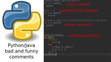 Pythonjava Bad And Good Code Comments Examples Youtube