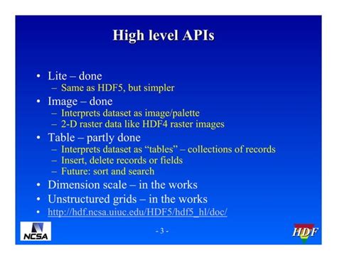 Hdf5 High Level And Lite Libraries Pdf Technology And Computing