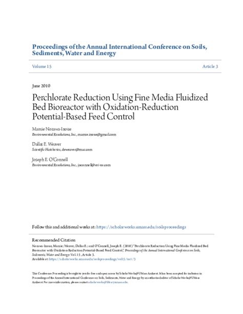 Pdf Perchlorate Reduction Using Fine Media Fluidized Bed Bioreactor