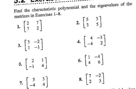 Solved Find The Characteristio Polynomial And The