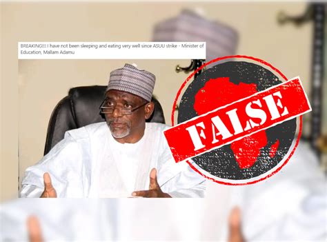 No Evidence Nigerias Minister Of Education Mallam Adamu Adamu Said He Hasnt Been Sleeping Or