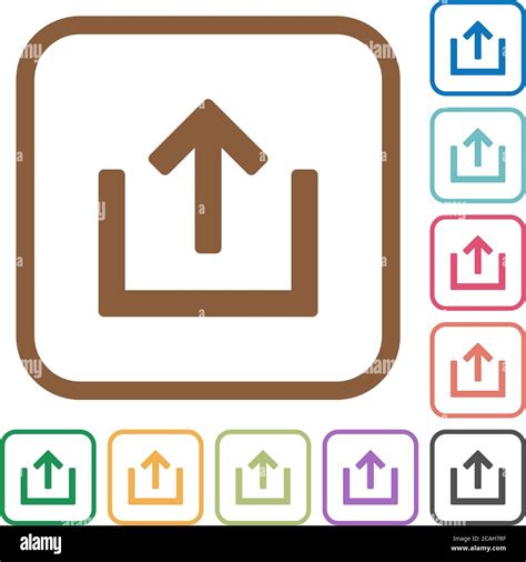 Export Item Simple Icons In Color Rounded Square Frames On White Background Stock Vector Image