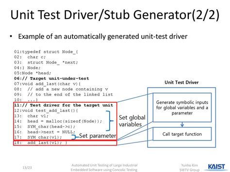 automated unit testing of large industrial embedded software using