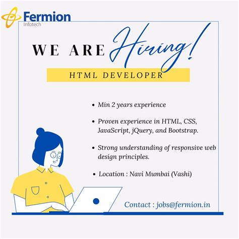 Fermion Infotech Private Limited On Linkedin Htmldeveloper Hiringnow Opening Hiring