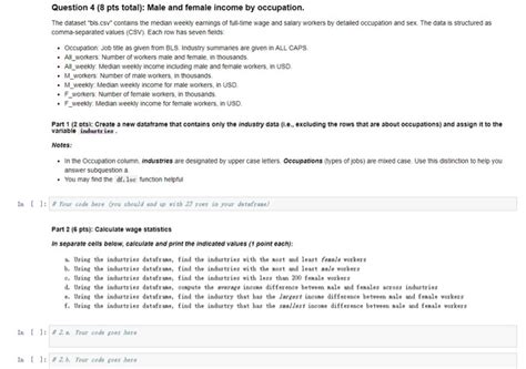 Question 4 8 Pts Total Male And Female Income By Chegg Com