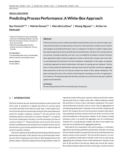 Pdf Predicting Process Performance A White‐box Approach Based On Process Models