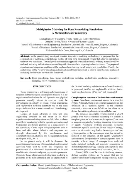 Pdf Multiphysics Modeling For Bone Remodeling Simulation A