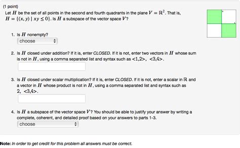 Solved Point Let H Be The Set Of All Points In The Second Chegg
