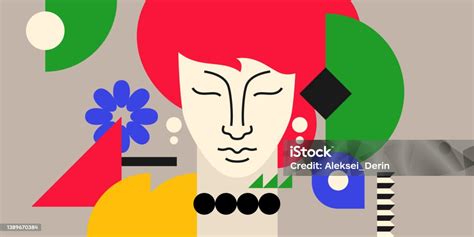 다양한 모양의 현대 기하학적 구성 추세 차트의 배경입니다 어린 소녀의 초상화 여자에 대한 스톡 벡터 아트 및 기타 이미지 여자 착각 고객 참여 Istock