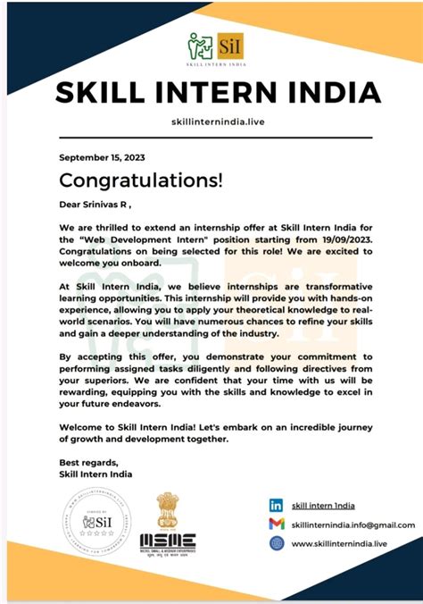 Srinivas R On Linkedin Webdevelopment Internship Careerjourney Excitingopportunity