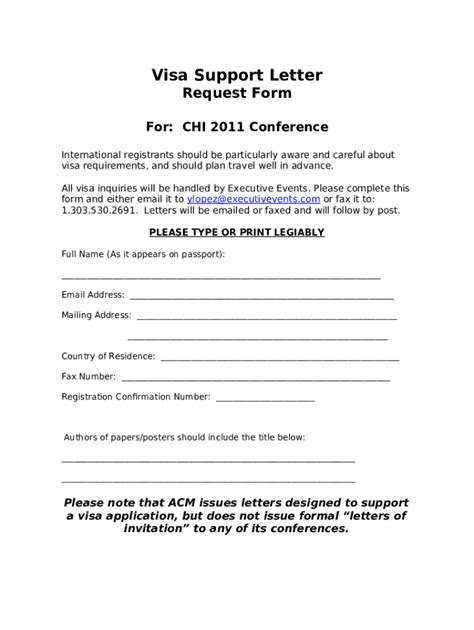 Visa Support Letter Request For Doc Template Pdffiller