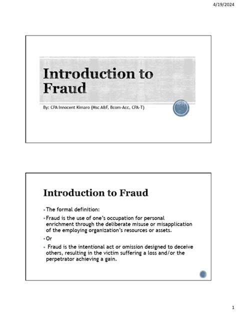 1 Introduction To Fraud Pdf Fraud Financial Statement