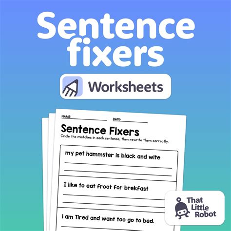 No Prep Fixing Sentences Worksheets St Nd Rd Grade ESL Writing Sentences Activities